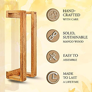 Crafted Home Goods Wall Mounted Towel Rack Towel Storage or Blanket Rack, 23" Mango Wood Towel Shelf for Bathroom - Towel Storage for Small Bathroom, Blanket Wall Rack or Rolled Towel Blanket Shelf