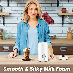 Tumidy Milk Frother Electric, Coffee Frother, Warm and Cold Milk Foamer,4 IN 1 Automatic Milk Warmer Stainless Steel for Coffee, Latte, Hot Chocolate (White)