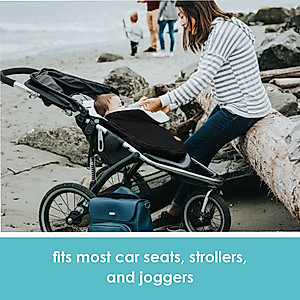 JJ Cole Bundle Me Winter Baby Car Seat Cover and Bunting Bag - Original - Sherpa Lined Weather Resistant Baby Carrier and Stroller Cover - Stroller Accessories and Winter Baby Essentials - Black