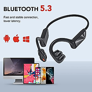 RR SPORTS Wireless Air Conduction Headphones, Open Ear Bluetooth 5.3 Headphones with Built-in Mic, HiFi Sound Headset with 4 Speakers, Sweat Resistant Sport Earphones for Running, Cycling, Driving