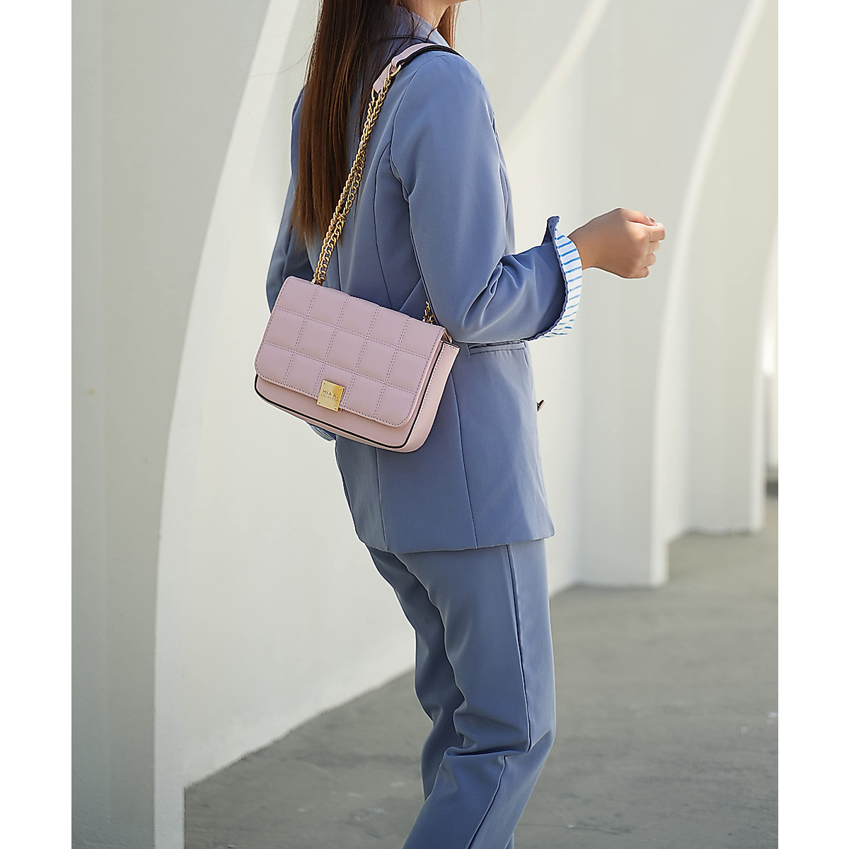 MKF Collection Shoulder Bag for Women, Vegan Leather Quilted Fashion Handbag Crossbody Purse