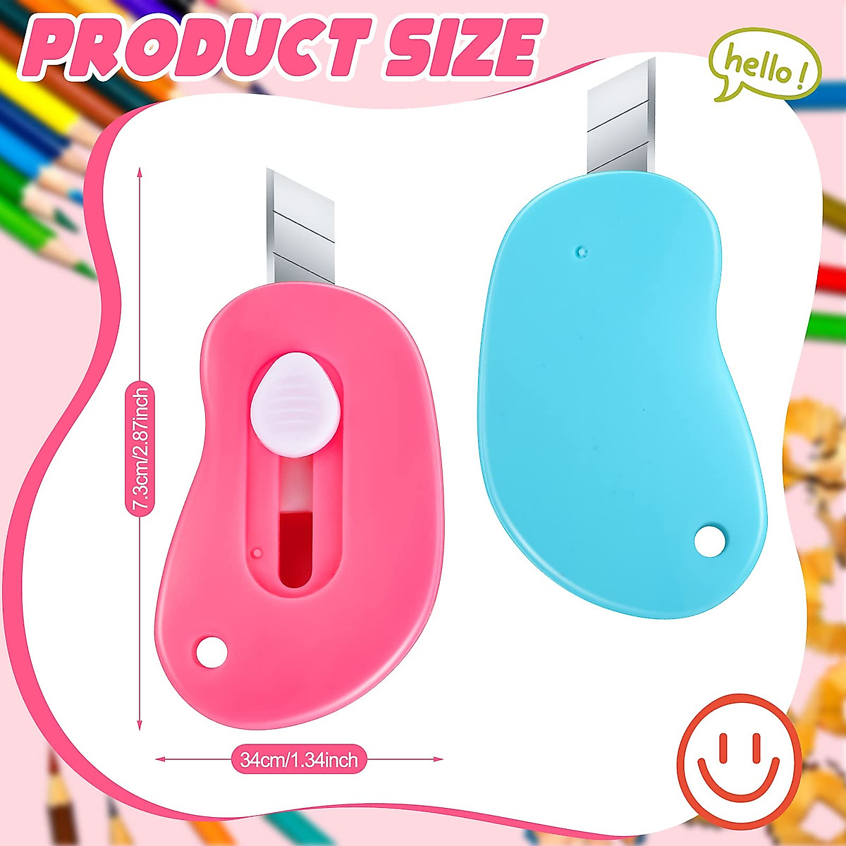 48 Pcs Mini Retractable Utility Knife Cute Style Box Cutter Back to School Supplies Portable Utility Pocket Knife Opener Letter Openers for Students Office School Class Stationery DIY Crafts