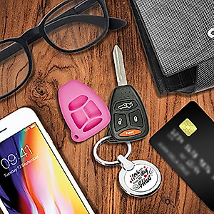 Keyless2Go Replacement for New Silicone Cover Protective Case for 4 Button Remote Keys with FCC KOBDT04A - Pink