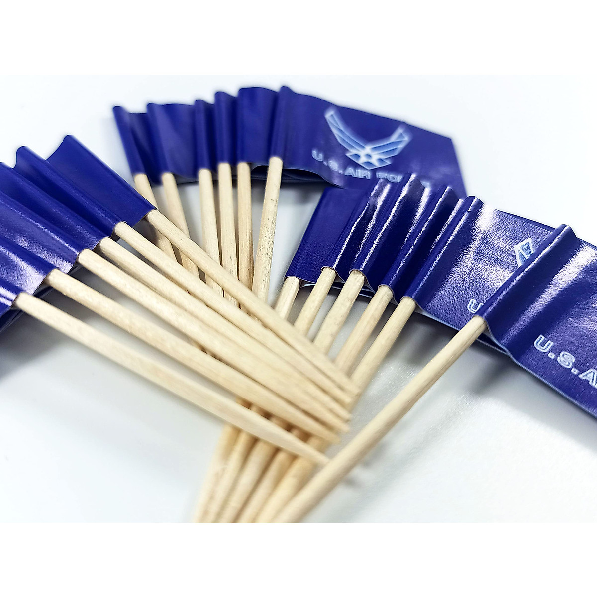 JBCD US Air Force Wings Toothpick Flag Mini Small Cupcake Topper Flags, 100 pcs