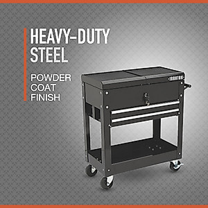 Ironton 28in. 2-Drawer Tool Cart - 30-1/2in.L x 14-1/2in.W x 33in.H, 350-Lb. Capacity