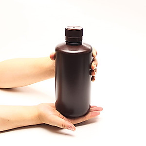 Othmro 2Pcs 33.8oz Plastic Containers Lab Chemical Reagent Bottles, 1000ml Small Mouth Liquid Solid Storage Bottles Round Sample Storage Containers Sealing Bottles with Cap for Food Storage Brown