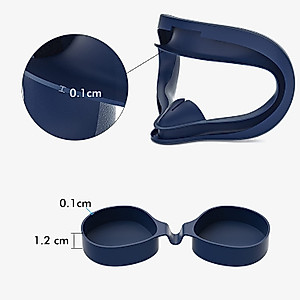 AIXOTO Silicone Face Cover for Oculus Quest 2/Meta, VR Mask Accessories Anti-Light Leakage Face Cushion Replacement with Protective Lens Cover, Sweatproof/Washable 2 Pairs (Navy Blue)