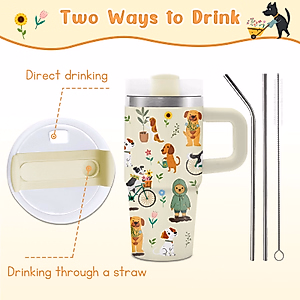 Funny Dog Gifts for Kids, Cute Dog Tumbler with Handle and Straw for Kids 14 oz, Dog Lover Gifts for Toddlers, Best Dog Themed Gifts, Birthday Gifts for Puppy Dog Owner Boys Girls