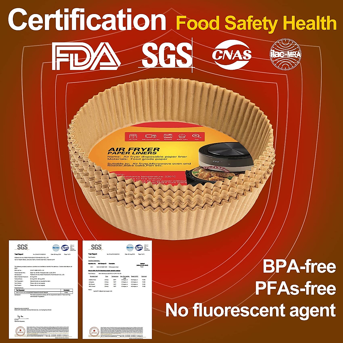 Air Fryer Disposable Paper Liner - 130PCS 6.3" Round Parchment Paper Fryer Liners Non-Stick Food Grade Baking Paper for 2-5 QT Air Fryer Baking Microwave (6.3 In-130pcs)