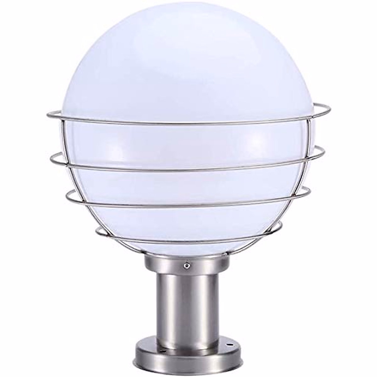 Bwldma Outdoor Waterproof Ball E27 Post Lamp Modern Simple Round Spherical Column Headlights Stainless Steel Home Garden Bulb Landscape Pillar Light (Size : 20 30cm) (Size : 30CM)