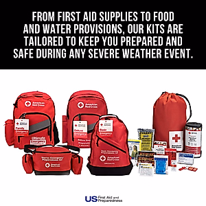 American Red Cross Officially Licensed Product |3-Day Emergency Preparedness Deluxe Backpack | 72 Hour Survival Supplies for 4 People | Water, Phone Charger, Blanket, Food