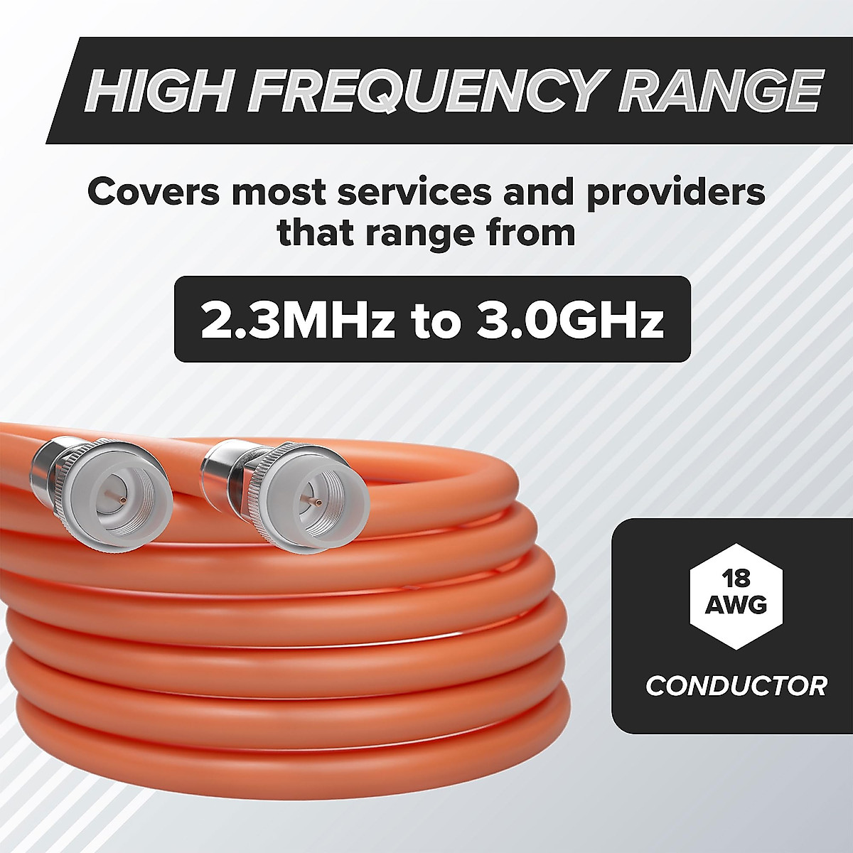 THE CIMPLE CO 75 Feet (23 Meter) - Direct Burial Coaxial Cable 75 Ohm RF RG6 Coax Cable, with Rubber Boots - Outdoor Connectors - Orange - Solid Copper Core - Designed Waterproof and can Be Buried