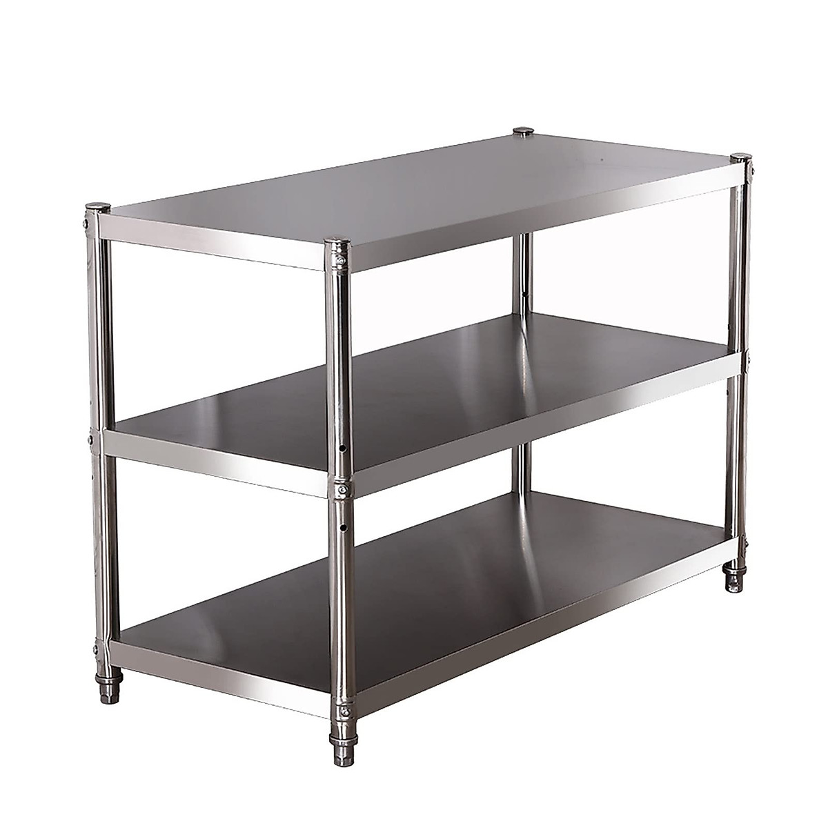 GOCHUSX Stainless Steel Shelf, Kitchen Storage Rack, 3-Tier Shelving Units and Storage, Standing Shelving Work Table for Kitchen Garage Office ( Color : Silver , Size : 80X30X80CM )