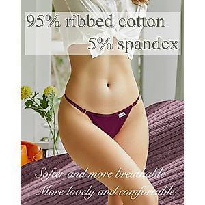 FINETOO 10 Pack Adjustable G String Thongs for Women Sexy Underwear Low Rise Womens Thong Breathable Cotton Panties S-XL