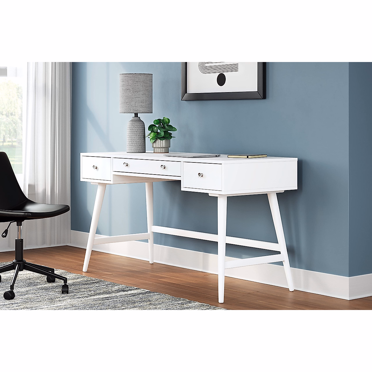 Signature Design by Ashley Thadamere Contemporary 54" Home Office Desk with 3 Drawers, White