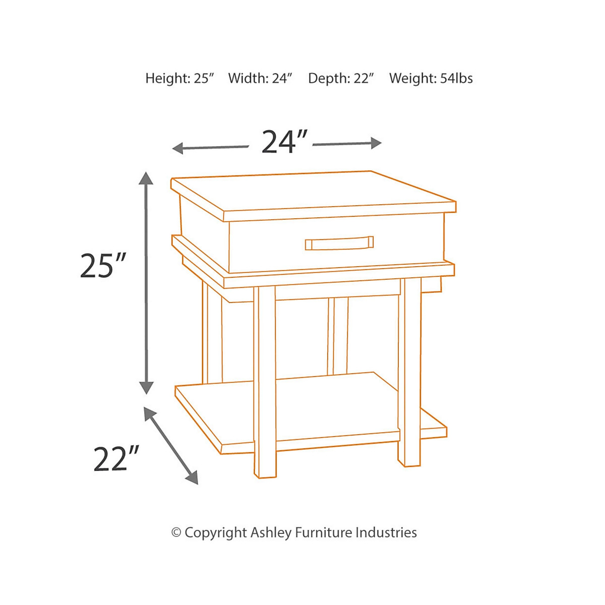 Signature Design by Ashley Stanah Rustic Rectangular End Table with 1 Drawer and Floor Shelf for Storage, Brown with Distressed Finish