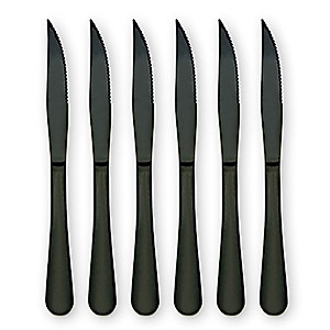 HOMQUEN 6-Pieces Stainless Steel Steak Knives Set, Black Knife Set-Use for Home Kitchen or Restaurant (Black)