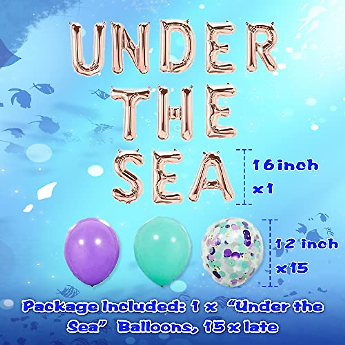 LaVenty Set of 16 Under The Sea Party Decorations Under The Sea Backdrop Under The Sea Balloons Under The Sea Bachelorette Mermaid Bachelorette Party Decorations