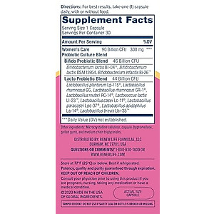 Renew Life Women's Probiotic Capsules, Supports pH Balance for Women, Vaginal, Urinary, Digestive and Immune Health, L. Rhamnosus GG, Dairy, Soy and Gluten-Free, 90 Billion CFU - 30 Ct