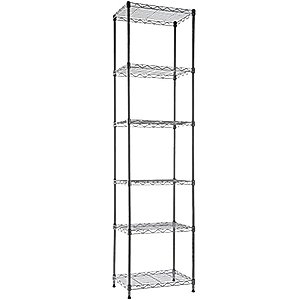GIOTORENT 6-Tier Standing Shelving Metal Units, Adjustable Height Wire Shelf Display Rack for Laundry Bathroom Kitchen 16.6” x 11.6” x 63” (6-Tier-Down, Silver)