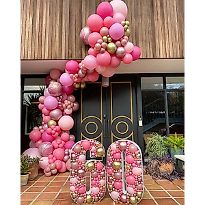 Bezente Pink Balloons Set,60pcs 12 inch Metallic Pink Pearl Pink Hot Pink Pastel Pink Latex Balloons Kit for Birthday,Wedding,Baby Shower,Princess Theme Party Decorations