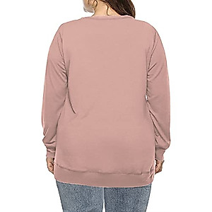 ROSRISS Plus-Size Sweatshirts for Women XL Long Sleeve Oversized Tops Crewneck Tunics 16W C-pink