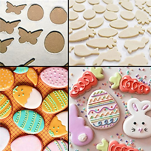20Pcs Stainless Steel Cookie Cutter Set - Easter Cookie Cutter Set & Round Heart Flower Star Shapes Cookie Cutters Set (8Pcs +12Pcs)