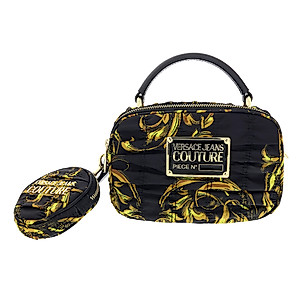 VERSACE JEANS COUTURE Black/Gold Small Nylon Shoulder Bag with Coin Purse for womens