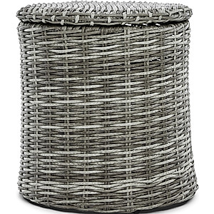 Elle Decor Vallauris Patio Outdoor Furniture Collection, Premium All Weather Wicker, Storage Side Table, Gray