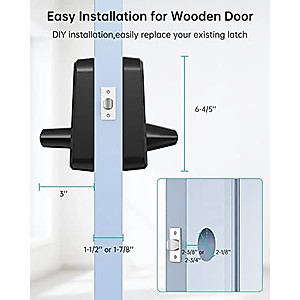 Hornbill Smart Lock Keyless Entry with Handle - Fingerprint Door Locks for Front Door - Keypad Electronic Digital Biometric Bluetooth Passcodes Alexa App Control Touch Screen Key Fobs - Airbnb Home