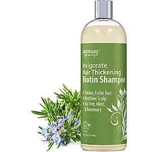 LuxeOrganix Biotin Thickening Shampoo for Thinning Hair - Organic, Volumizing Formula with Mint, Tea Tree & Rosemary for Healthy Scalp and Hair Growth - Safe for Colored or Keratin Treated Hair.