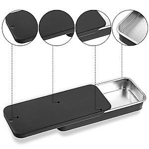 Telooco 3Pcs Mini Metal Tin Box Containers Metal Slide Top Tin Containers Silve Black White for Floss Candy Lipstick Pills Crafts Storage (3.1 x1.3x0.5Inch)
