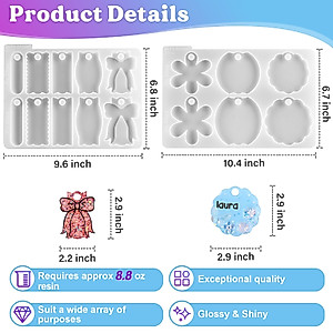 LET'S RESIN Name Plates Resin Molds, 16 Cavities 2Pcs Silicone Name Tag Resin Molds for Tumbler Cup Lid, Epoxy Resin Molds for Stanley Cups, Keychain, Resin Art