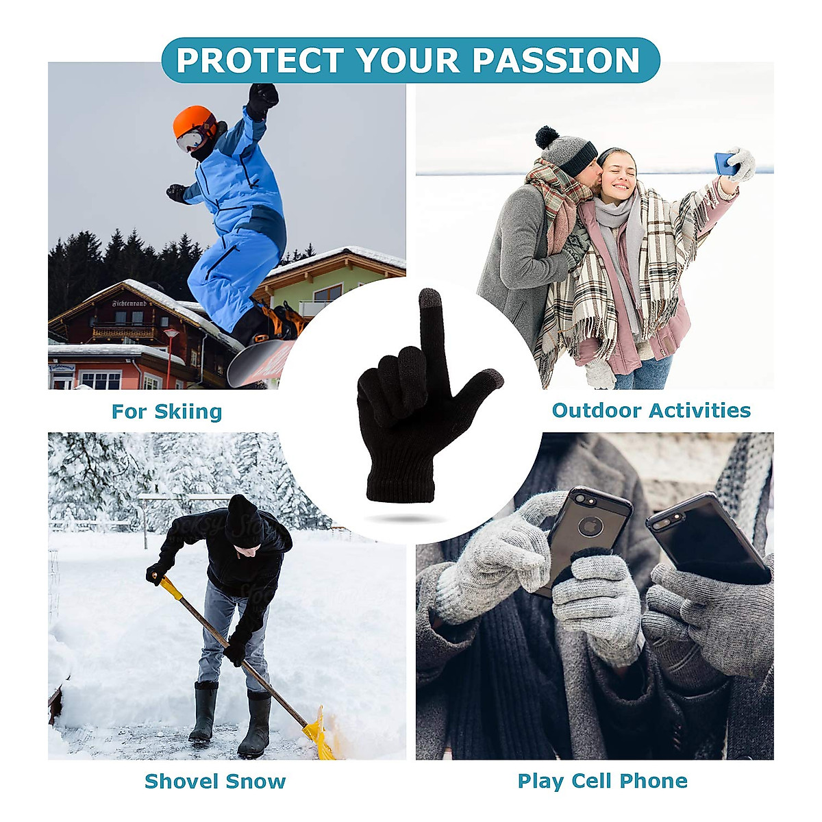 Winter Knit Glove for Women and Men,Touch Screen Magic Gloves Stretchy Warm (12 Pair)