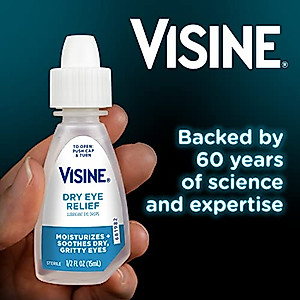 Visine Dry Eye Relief Lubricant Eye Drops with Polyethylene Glycol 400 to Moisturize and Soothe Irritated, Gritty and Dry Eyes, Designed to Work Like Real Tears, 0.5 fl. oz