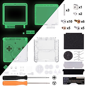 IPS Ready Upgraded eXtremeRate Glow in Dark - Green Custom Replacement Housing Shell for Gameboy Advance SP GBA SP – Compatible with Both IPS & Standard LCD – Console & Screen NOT Included