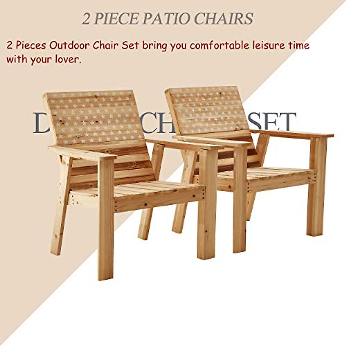 LOKATSE HOME Wood Patio Dining Chairs Set of 2 for Garden, Yard, Lawn, Deck, Porch, Outdoor Living, 32.3"(D) x 29.7"(W) x 36.6"(H), Wooden