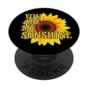 Sunflower Yellow Flower Floral Sunshine Mom Gift Black PopSockets Swappable PopGrip