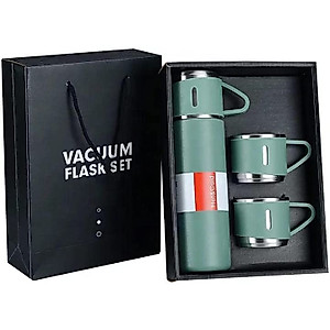 MUGZee Stainless Steel Thermo 500ml/16.9oz Vacuum Insulated coffee thermos with cups for Hot drink and Cold drink water and coffee flask.