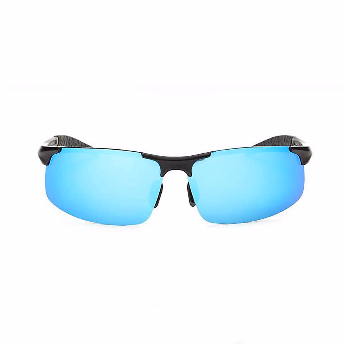 RoShari Mens Sports Polarized Sunglasses UV Protection Fashion Sunglasses for Men Fishing Driving Aluminum Magnesium Frame Ultra Light (Black-Blue)