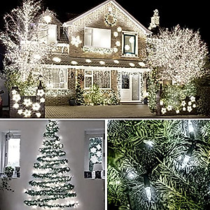 KOUQIYA Battery Operated Christmas Lights, 33ft 100 LED Battery Operated String Lights with Timer 8 Modes Waterproof String Lights for Xmas Outdoor Indoor Garden Party Decor, Cool White