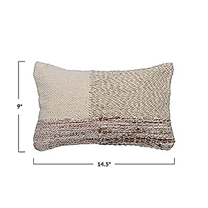 Creative Co-Op Woven Cotton Blend Lumbar, Multi-Patterned Neutral Throw Pillow, Multicolored