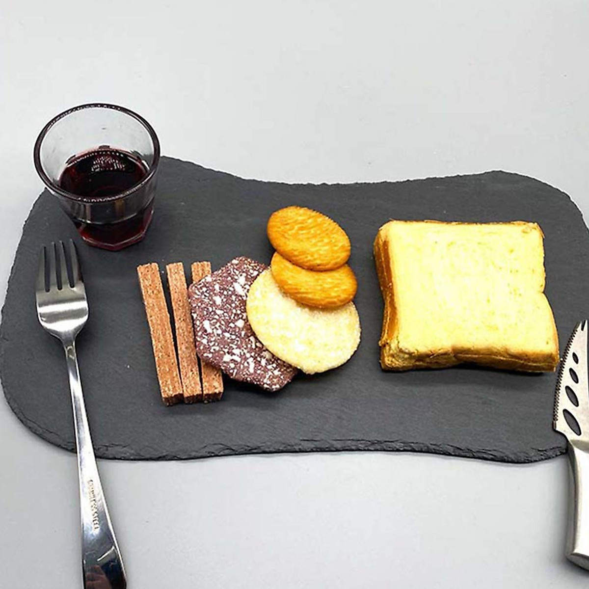 DOITOOL 1pc Slate Dinner Plate Fruit Dessert Storage Plate Slate Boards for Food Slate Dish Sushi Boat Snack Plates Vinegar Dish Fettuccine Noodles Natural Slate Plate Decorate Flat Plate