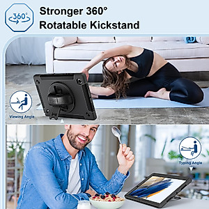 Miesherk Case for Galaxy Tab A8 Case 10.5'' 2022(SM-X200/X205/X207) with Hand/Shoulder Strap-Military Grade Shockproof, Black