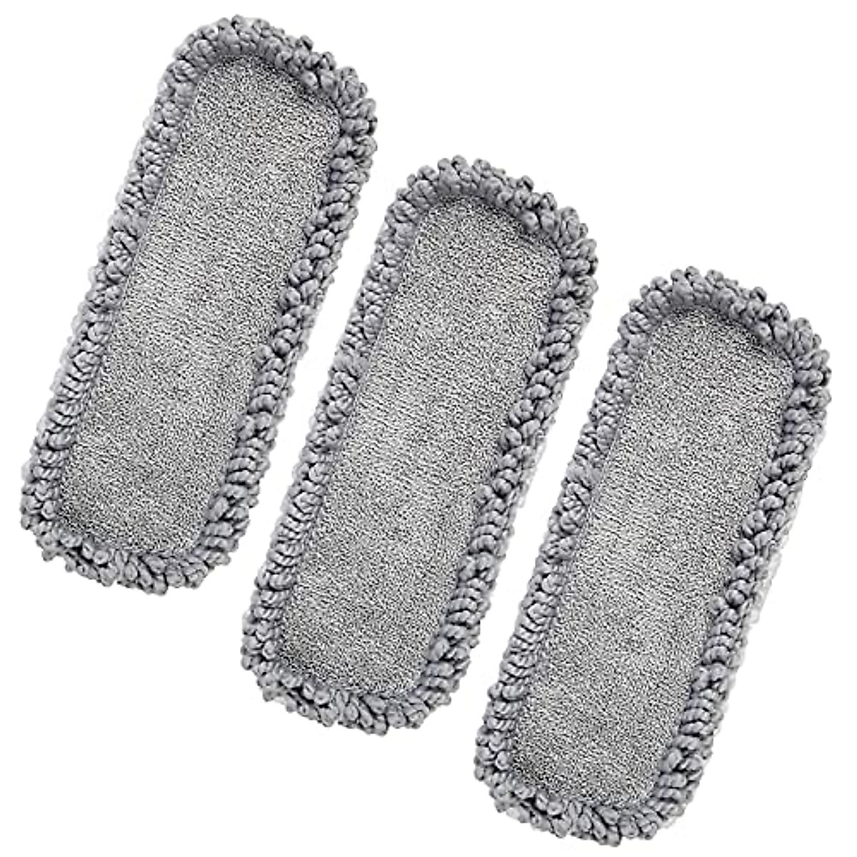 Microfiber Spray Mop Pads for Floor Cleaning, 3× HOMSIER Washable Replacement Mop Heads Reusable Wet Dry Mop Refills for Home Kitchen Tile Marble Wood Floor Care Flat Dust Mops with Velcro(Grey)