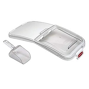 Rubbermaid Commercial Products ProSave Lid with 4-Ounce Scoop, 29-inch Length, Clear, for Kitchen Ingredient/Seed/Grain/Animal Feed Storage and Organization