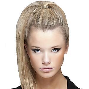 Mia Beauty Tonytail Ponytail Wrap Hair Accessory made of Synthetic Hair on Elastic Rubber Band for Hair Wrapped Look, Women, Teens, Girls, Dancers - Blonde 2 pcs