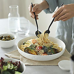 DOWAN Pasta Bowls, 54 oz Large Salad Serving Bowls, 10'' Plates Bowls Set of 4, White Ceramic Soup Bowls for Kitchen Meal Prep, Shallow Dishes Dinner Bowl Microwave Dishwasher Safe