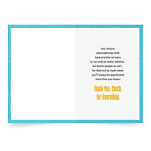 Designer Greetings Special Thoughts, Thank You, Coach Greeting Card, Clipboard and Silver Foil Design (6 Cards with Envelopes) – Perfect for any sport!