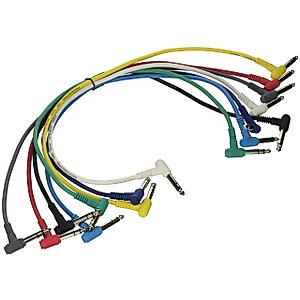 On-Stage Hot Wires Right Angle 1/4" TRS Patch Cables, 17" (8 Pack)